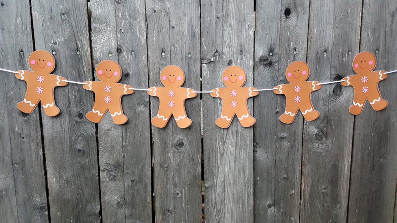 Gingerbread Man Garland, Gingerbread Man Banner, Christmas Banner, Chr ...