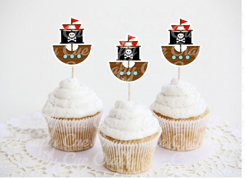 Pirate Party Cupcake Toppers Pirate Party Decorations Pirate Birthday ...