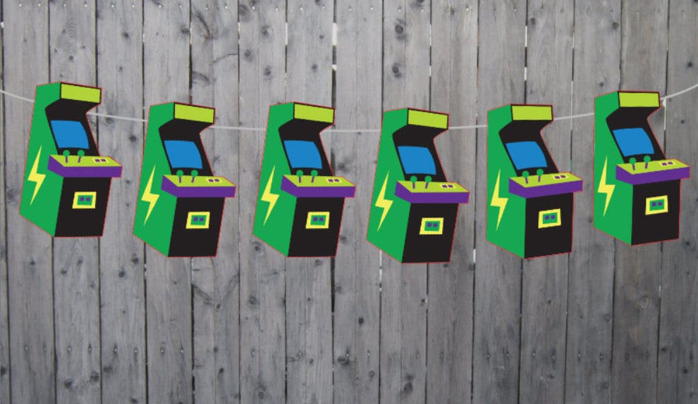 Arcade Garland, Arcade Banner, Video Game Birthday, Video Game Party ...