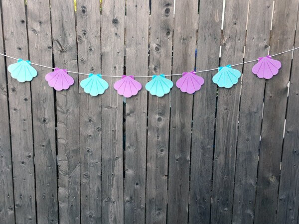 Sea Shell Garland, Sea Shell Banner, Mermaid Party Garland, Mermaid Ba ...
