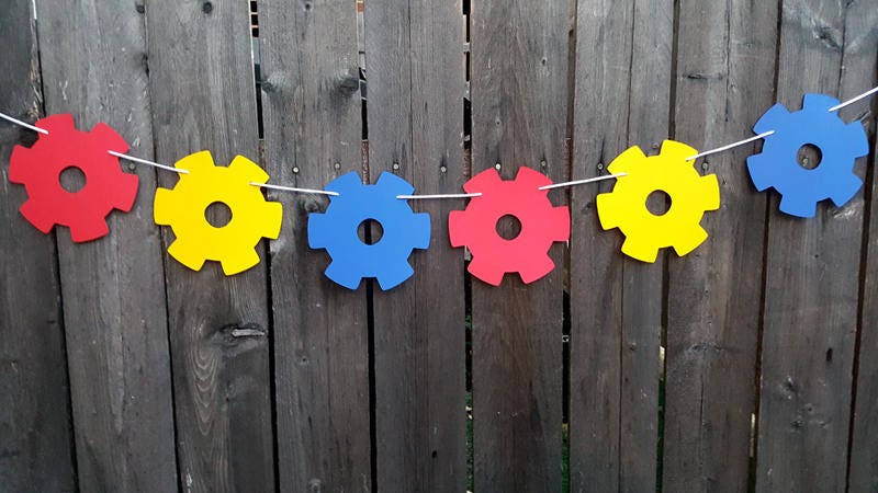 Gears Garland, Gears Banner, Gears Party Banner, Robot Banner, Robot G ...