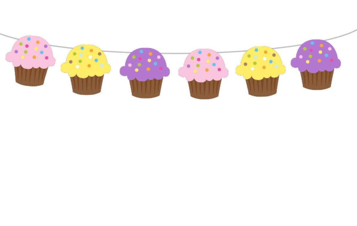Cupcake Garland, Cupcake Banner, Cupcake Party Decorations, Cupcake Bi ...