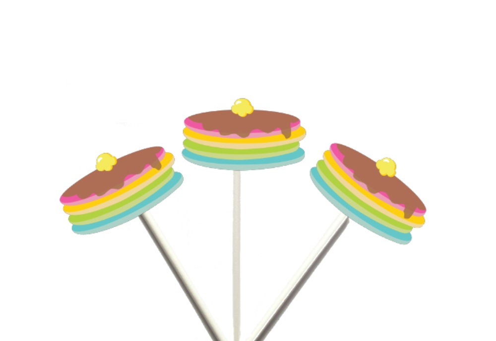 Colorful Pancake Cupcake Toppers, Pancakes and Pajamas Decorations ...