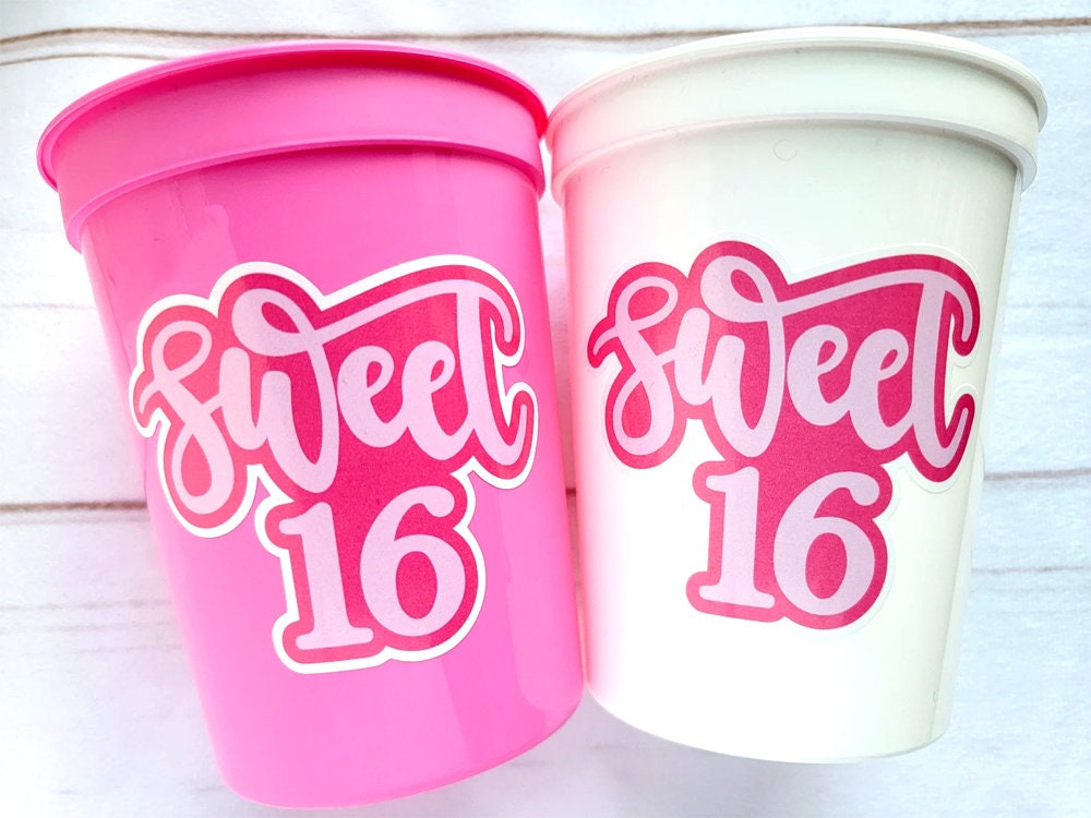 Reusable Sweet 16 Party Cups for 16th Birthday Favors – CRAFTY CUE