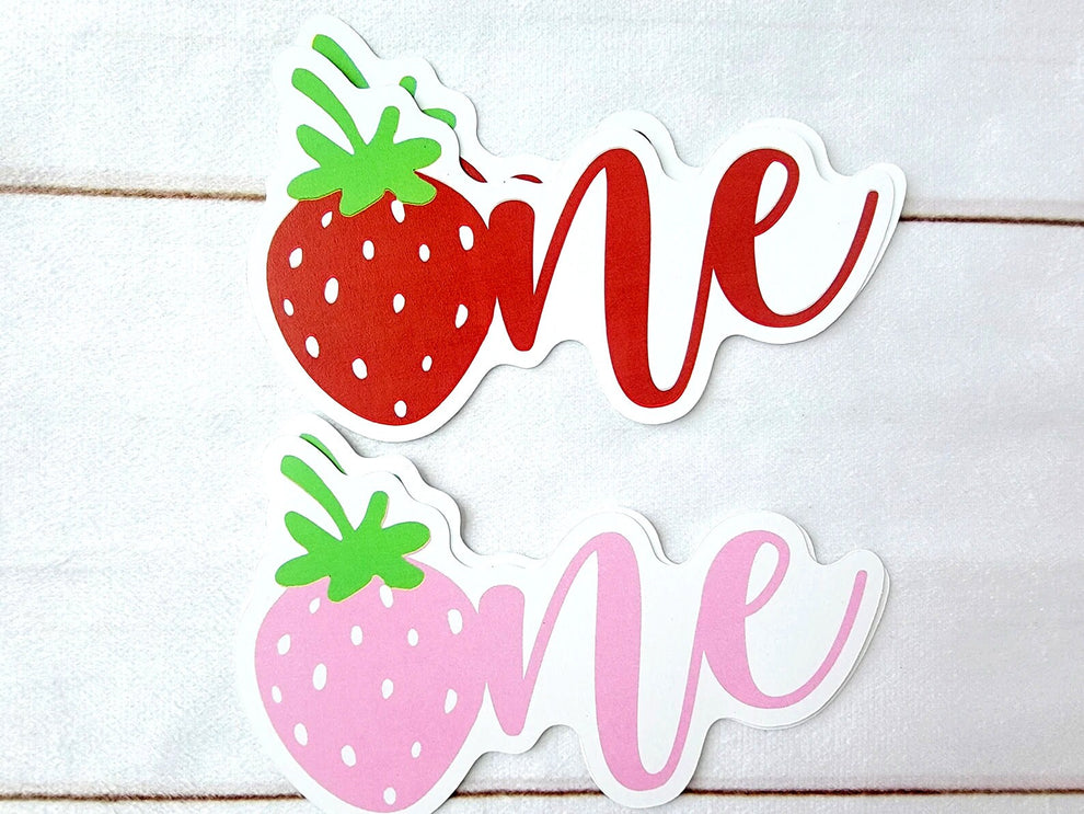 6 - STRAWBERRY ONE CUTOUTS Strawberry First Birthday Strawberry Die Cu ...