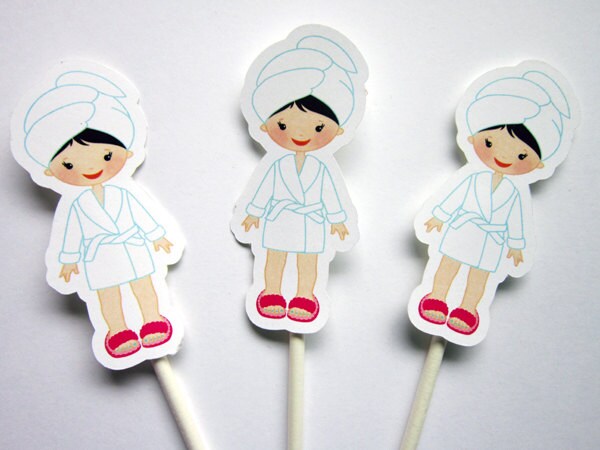 Spa Birthday Cupcake Toppers - Spa Party Cupcake Toppers 81718111A ...