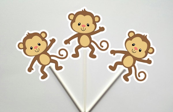 Monkey Cupcake Toppers, Monkey Baby Shower, Monkey Birthday – CRAFTY CUE